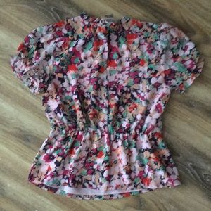 J. Crew | Tops | J Crew Ruffle Neck Blouse Floral Print Chiffon Nwt ...